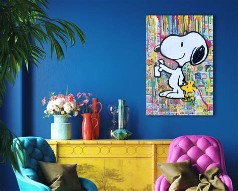 Snoopy Street Art Graffiti With Woodstock Canvas Limited Edition Ekim