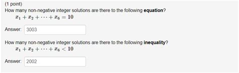 solved 1 point how many non negative integer solutions are