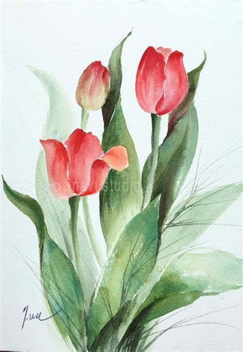 Pin On Diy Watercolor Painting In 2024 Watercolor Tulips Red Tulips