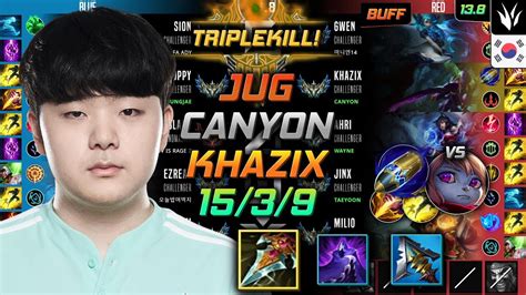캐니언 정글 카직스 템트리 룬 자발 선제공격 Canyon Kha Zix Jungle vs Poppy 롤 KR 13 8
