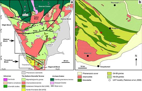 A Geological Map Of Southern India Showing Various Granulite Blocks And