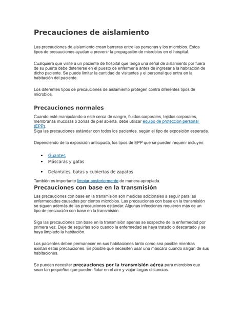 Aislamiento Enfermería Precauciones de aislamiento Las precauciones
