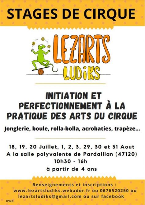 Stage Des Arts Du Cirque Avec Lezarts Ludiks Pardaillan