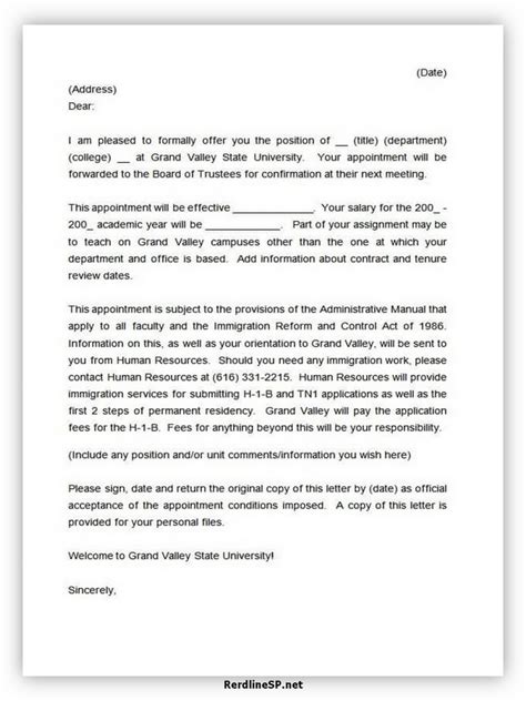 Letter Of Appointment Template Prntbl Concejomunicipaldechinu Gov Co