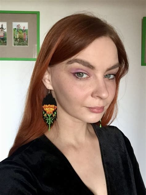 Kolczyki Z Koralik W Aksamitki