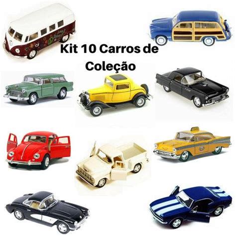 Tudo Sobre Kit 10 Miniatura Carro de Coleção de Ferro a