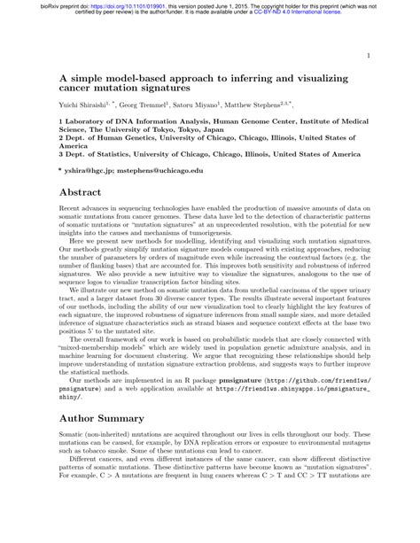 pdf a simple model based approach to inferring and visualizing cancer mutation signatures