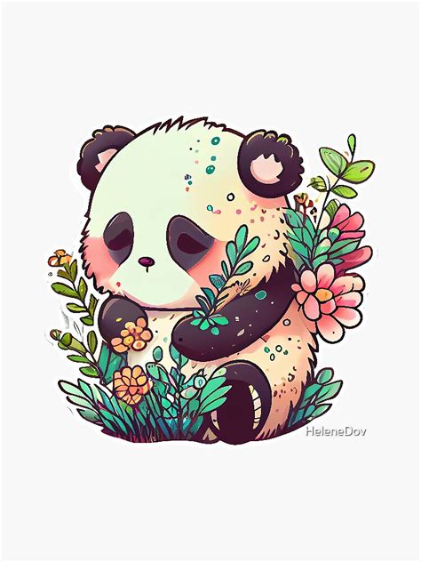 Cute Panda Sticker For Sale By HeleneDov Redbubble