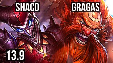 SHACO Vs GRAGAS JNG 5 1M Mastery 7 0 3 2100 Games Godlike KR