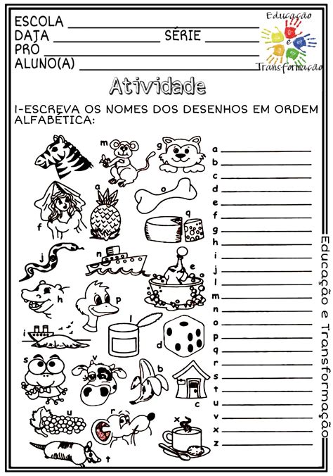 Atividade Sobre Ordem Alfabetica LIBRAIN
