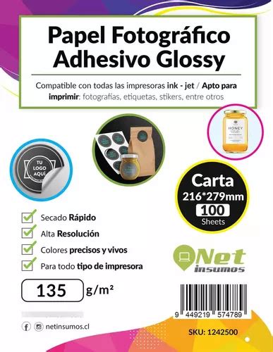 Papel Adhesivo Glossy Tama O Carta Gr Hojas Cuotas Sin Inter S
