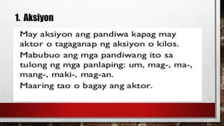 Pandiwa Bilang Aksiyon Pangyayari At Karanasan PPT