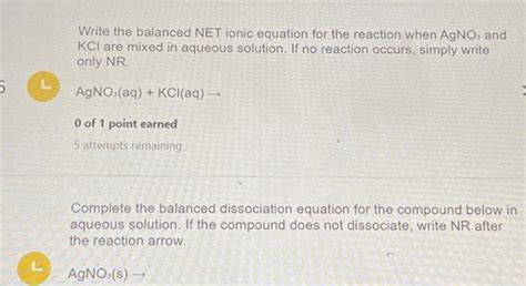 Solved 5 Write The Balanced NET Ionic Equation For The Chegg