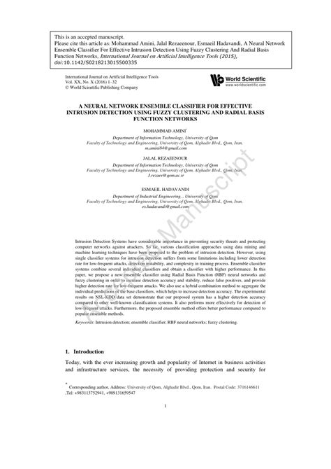 pdf a neural network ensemble classifier for effective intrusion detection using fuzzy