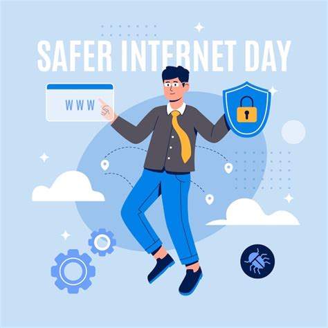 Ilustração plana do dia da internet mais segura Vetor Premium