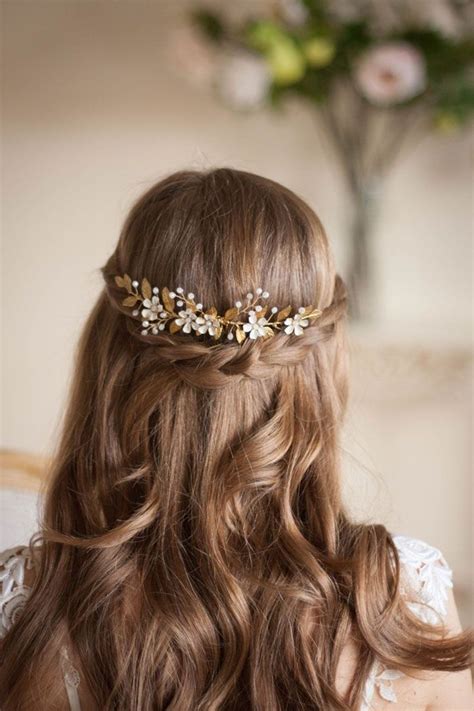 This Flower And Gold Vine Comb Headpiece From AnnaMarguerite Will