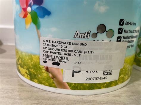 Nippon Paint Odour Less Aircare 5L White Furniture Home Living