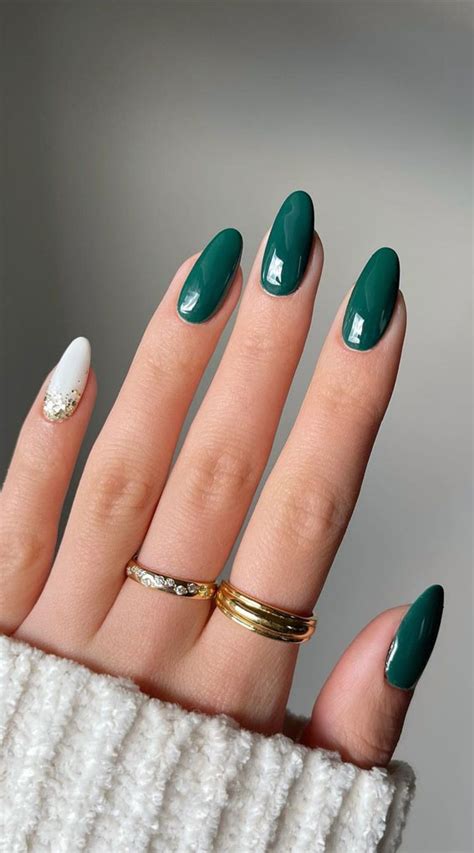 40 Trendy Ways To Wear Green Nail Designs Green And White Nails
