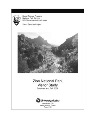 Fillable Online Nps Zion National Park Visitor Study National Park