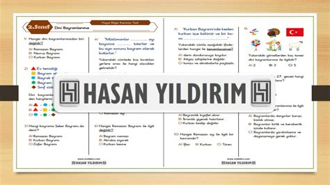 2 Sınıf Hayat Bilgisi Dini Bayramlarımız Testi Meb Ders