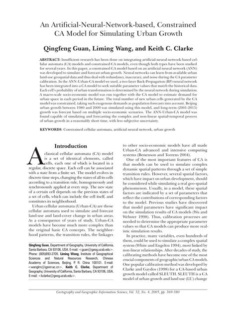 pdf an artificial neural network based constrained ca model for simulating urban growth