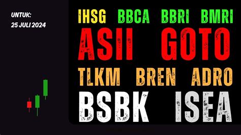 Analisa Saham 25 Juli 2024 IHSG BBCA BBRI BMRI ASII GOTO TLKM BREN