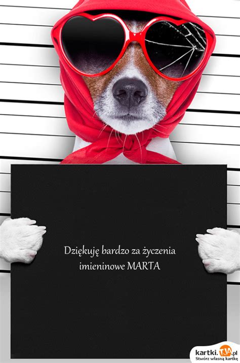 Dziękuję bardzo za życzenia imieninowe MARTA Darmowe kartki