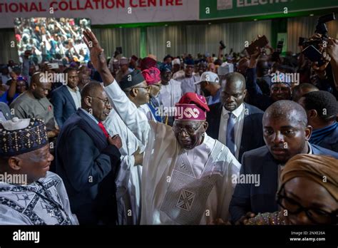 President Elect Bola Tinubu Center Gestures To Supporters After