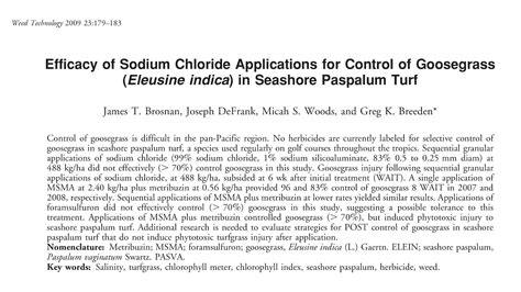 Can Sodium Chloride Control Weeds In Seashore Paspalum Turf Asian