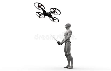 three dimensional human play with quadcopter stock illustration illustration of interface
