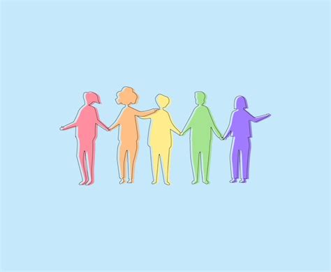 Premium Vector Diversity People Holding Hands Illustration Line Art