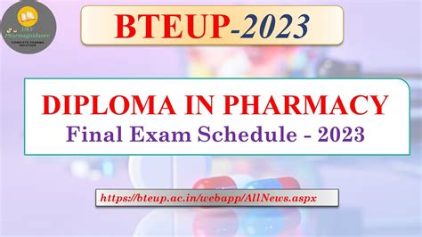 D Pharma Exam Date 2023 D Pharma Final Exam Schedule 2023 BTEUP