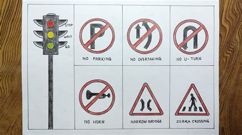 Traffic Signs Drawing Road Safety Rules Drawing Traffic Lights Drawing