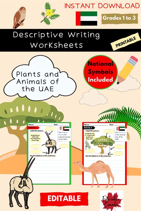 UAE Teaching Resource National Symbols Descriptive Writing Worksheet
