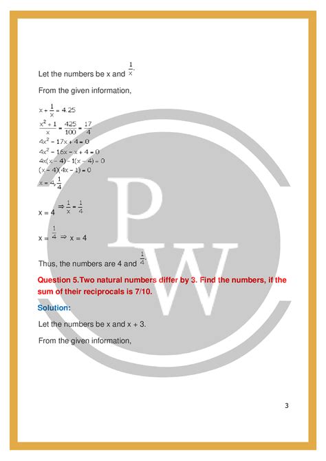 icse class 10 maths exercise 6a solving problems