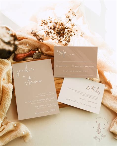 Beige Wedding Invitation Cream Wedding Invitation Set Wedding