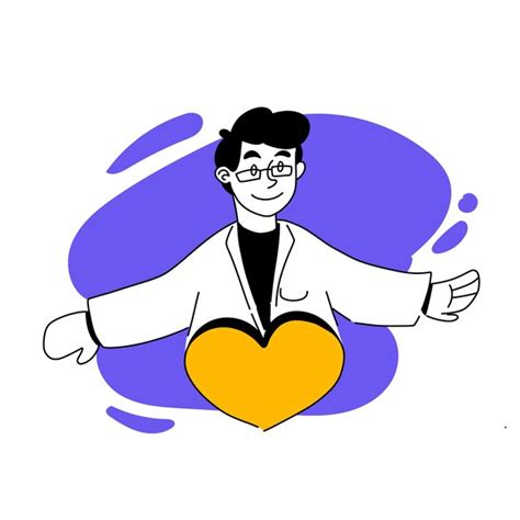 Ilustración dibujada por vectores de cardiólogo médico con anteojos de