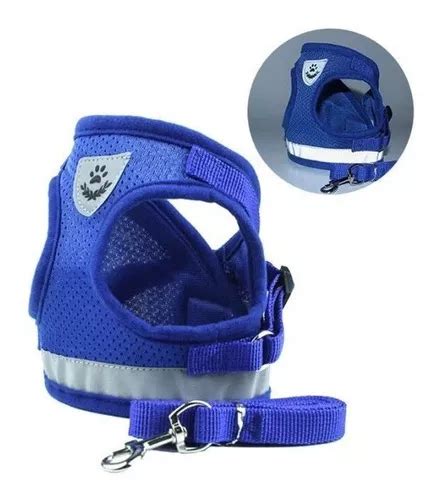 Coleira Peitoral Para Cachorro Pet Colete Refletivo Guia Cor Azul