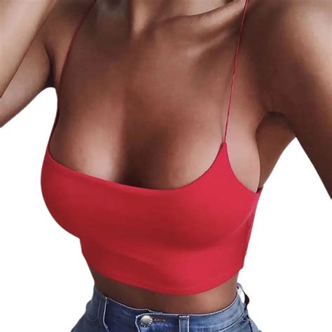 Gilet pour femmes hauts court sans manches à col en U couleur unie