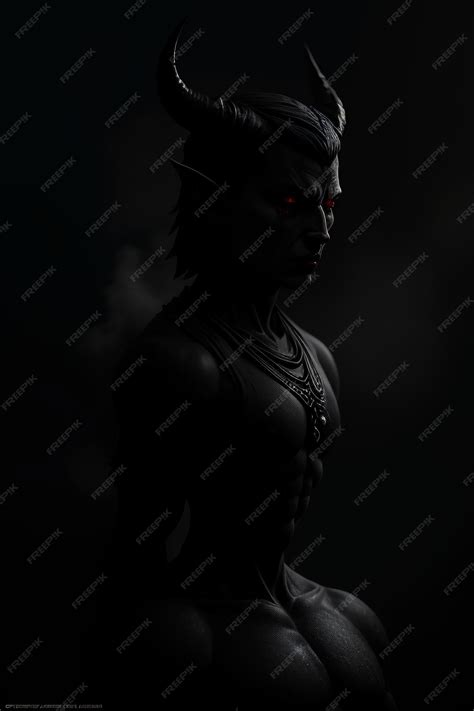 Premium Photo A Dark Photo Of A Man With Red Eyes And A Demon On His Chest