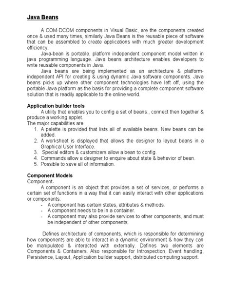 java beans explained in detail pdf enterprise java beans component based software engineering