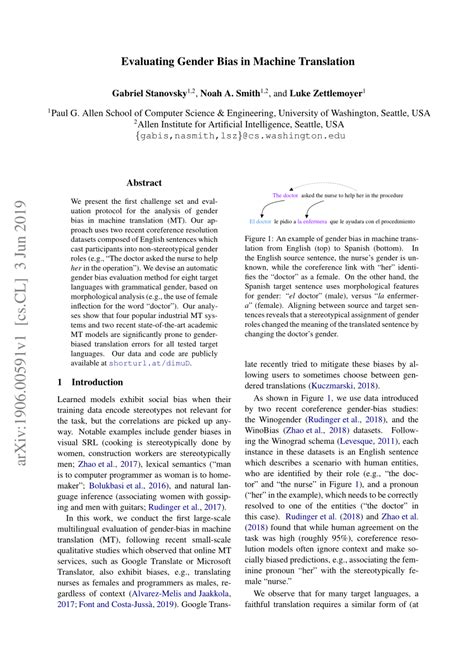 pdf evaluating gender bias in machine translation