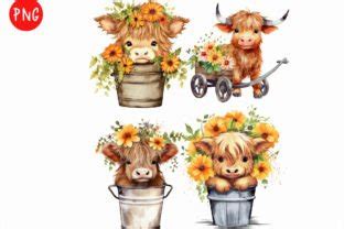 Highland Cow Png Cute Baby Shower Png Graphic By Deenaenon Creative
