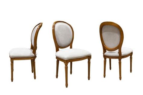 Lot De 4 Chaises Emeline En Merisier Massif De Style Louis XVI Tissu