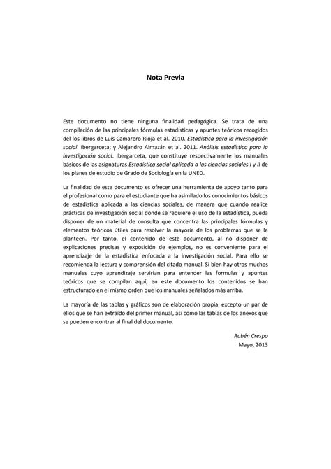 SOLUTION F Rmulas Y Apuntes De Estad Stica Aplicada A Las Ciencias