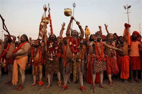 Hindu Ascetics Lead Millions Of Indians In Holy Bath At Kumbh Mela But
