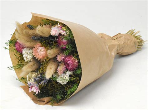 Droogbloemen Boeket Roze 40cm Decofleur