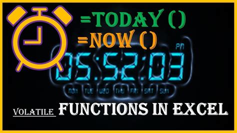 today and now functions in excel youtube