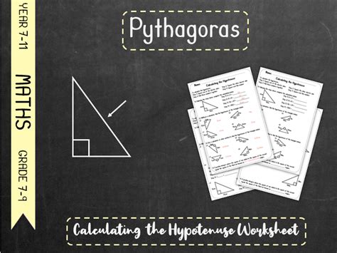 pythagoras calculating the hypotenuse worksheet teaching resources