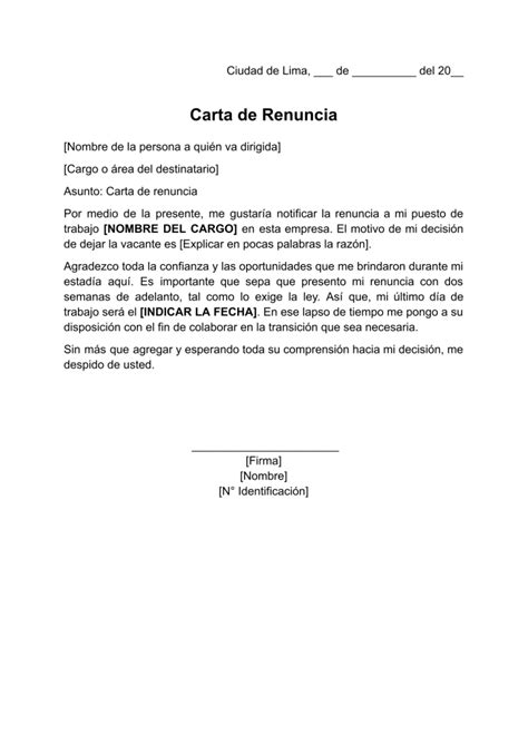 ᐅ Carta de Renuncia Voluntaria Simple Ejemplos y Modelos